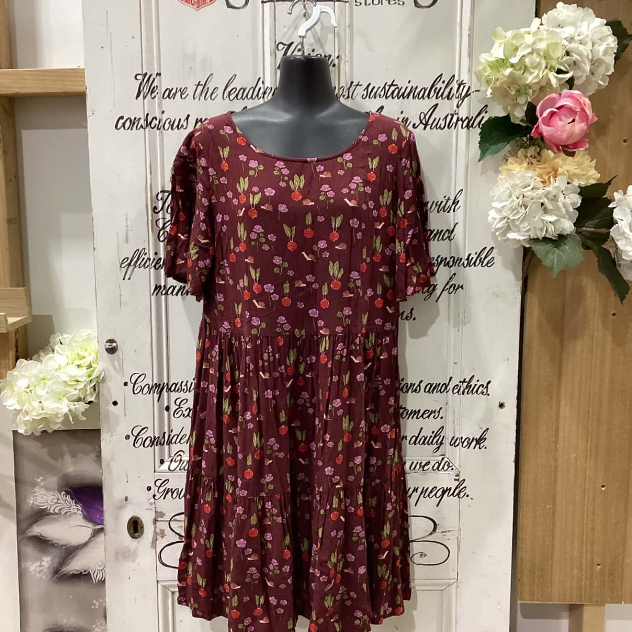 Princess Highway Brand! SNAIL & BEETROOT PRINT BABYDOLL MIDI DRESS ...