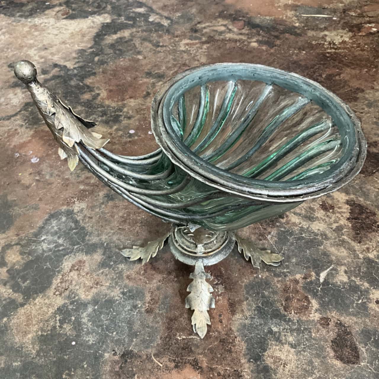 Gorgeous Cornucopia Glass Bowl in Metal Casing(s)
