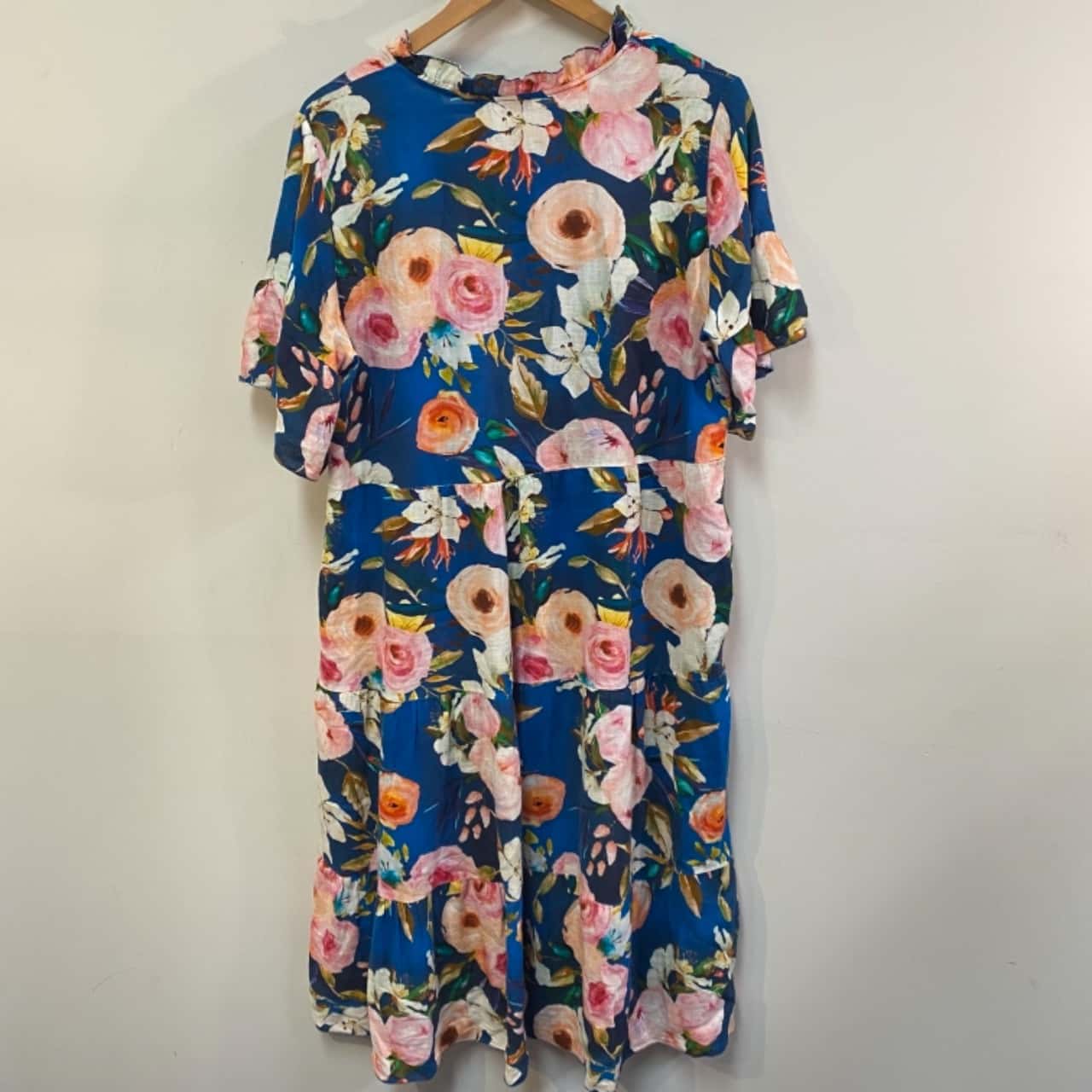 La Strada Size L Blue Floral Dress