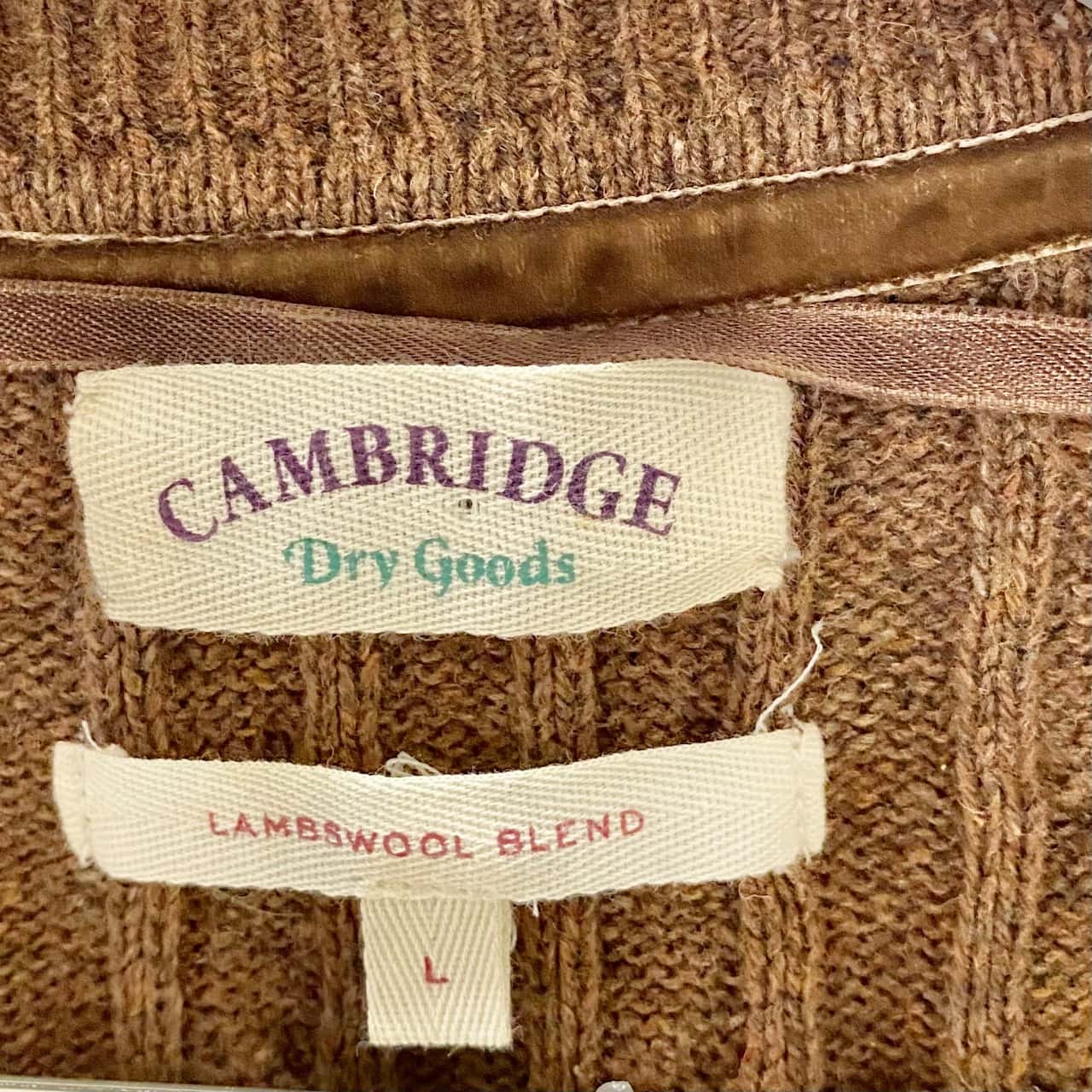 Cambridge Dry Goods Lambswool Blend Cardigan mocha chocolate Size L(s)