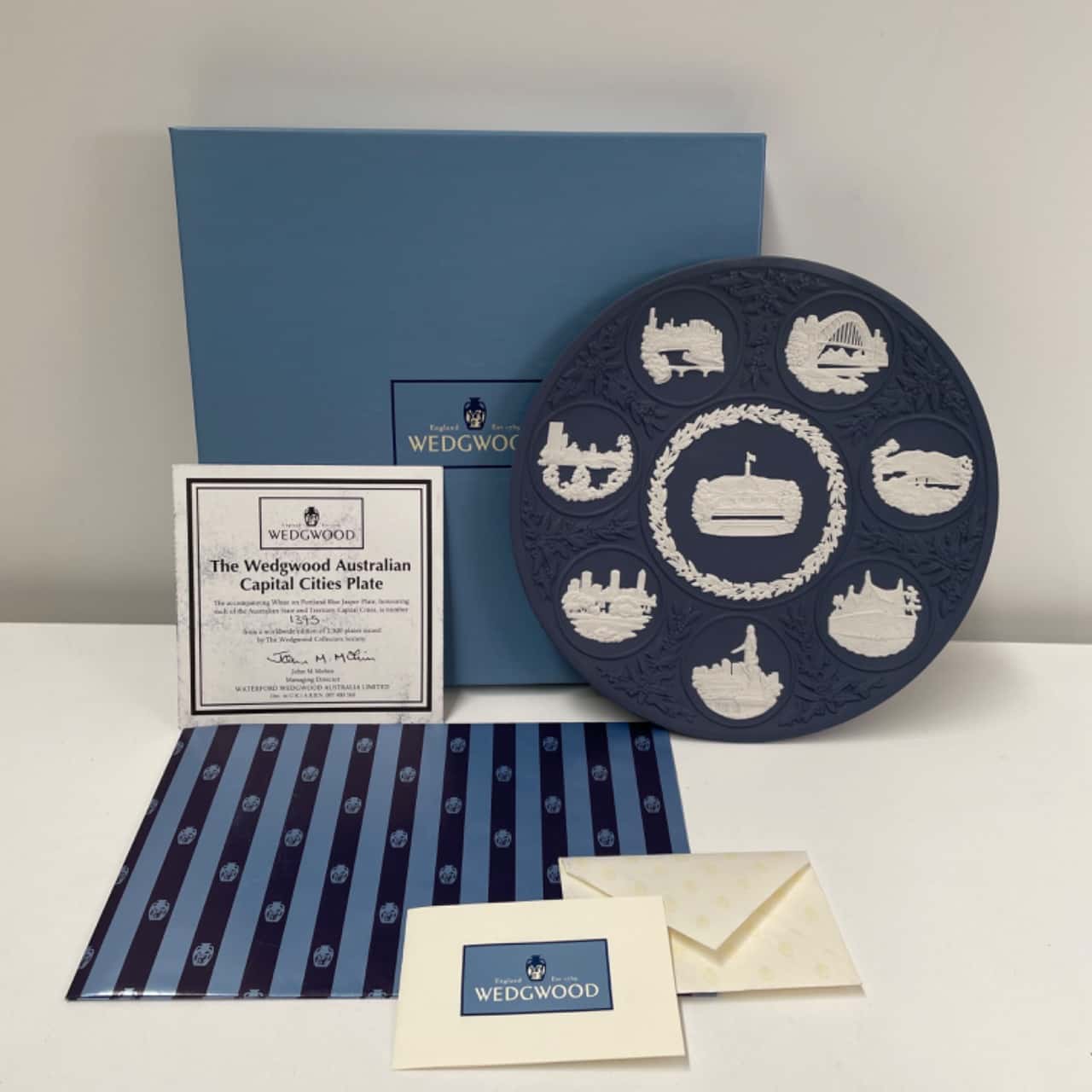 Wedgwood Portland Blue ‘Capital Cities’ Plate - New in Original Box