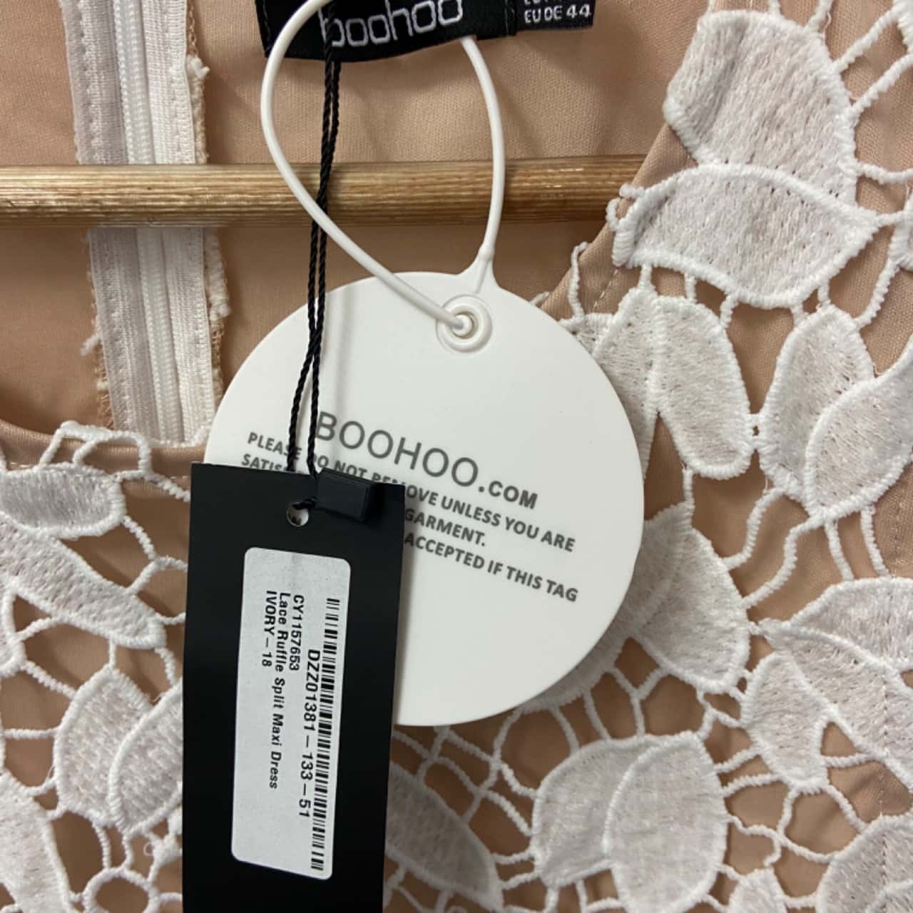 Boohoo Cocktail Dress Size 18 Maxi Dress Beige / White (s)