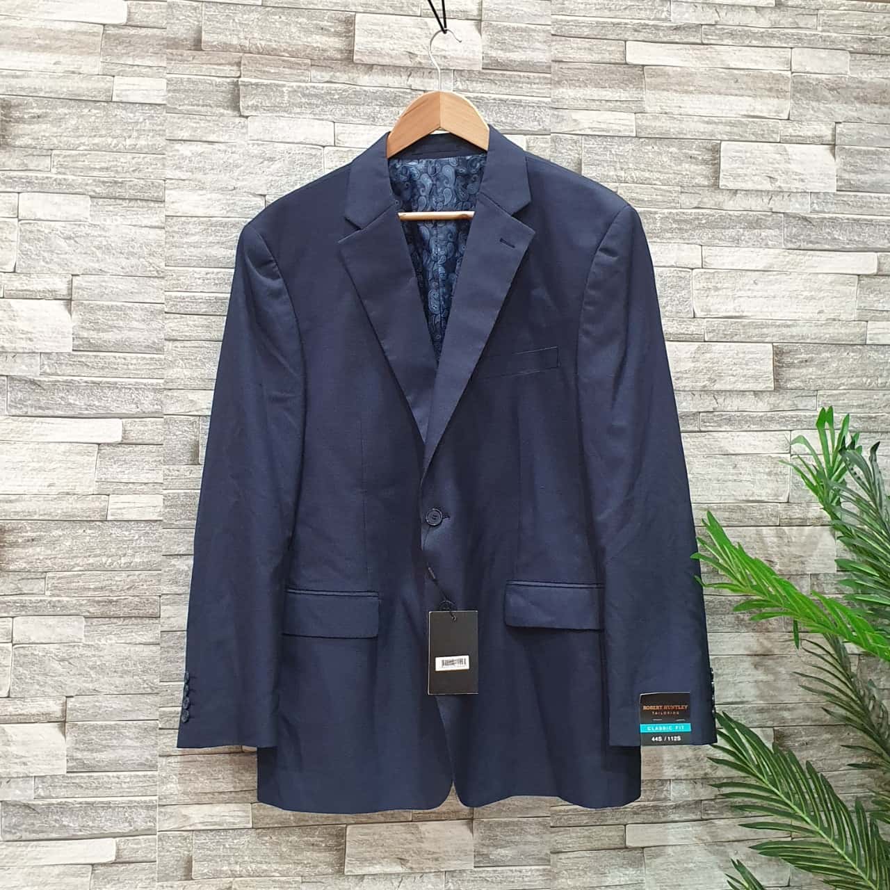 Robert Huntley Tailoring Mens Size 44 Suit Jacket Navy Blue
