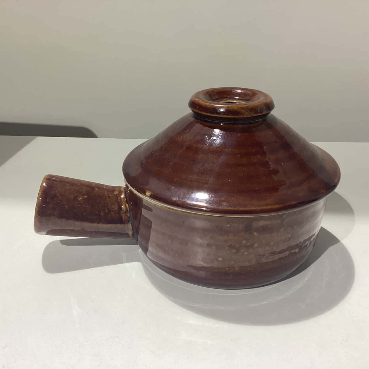 Vintage Primitive Pottery Stoneware Steamer Pot with Lid and Handle(s)