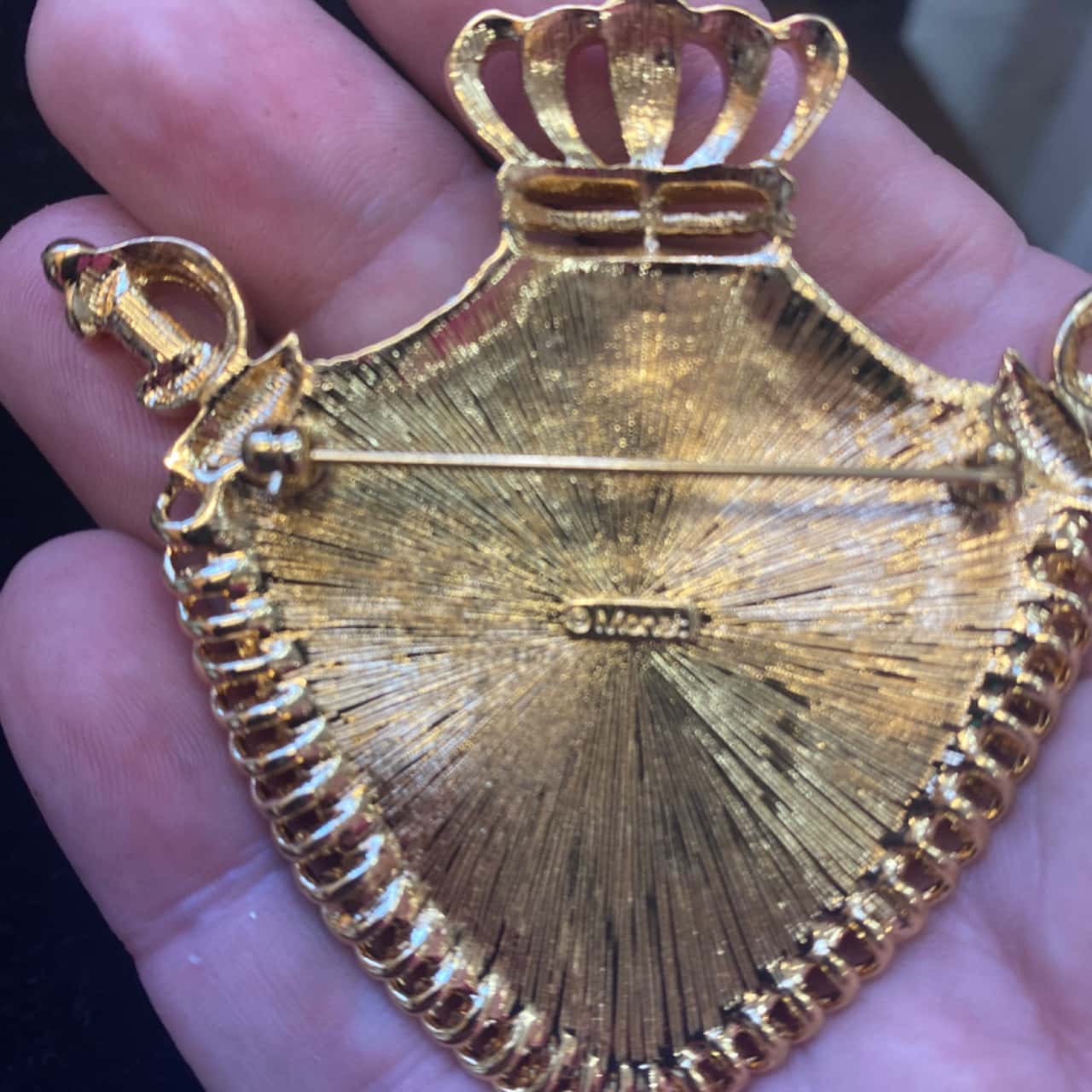 MONET Blue & Black Enamelled Gold Tone Shield Brooch(s)