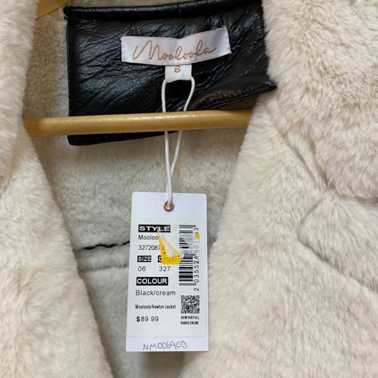 Mooloola Womens Size 6 Black Leather / Wool Jacket Black / Cream