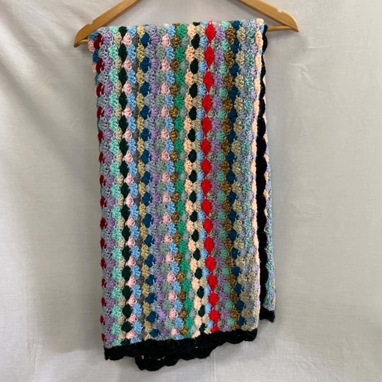 Handmade Rectangular Crochet Blanket/Throw Multicoloured 130cm by 120cm