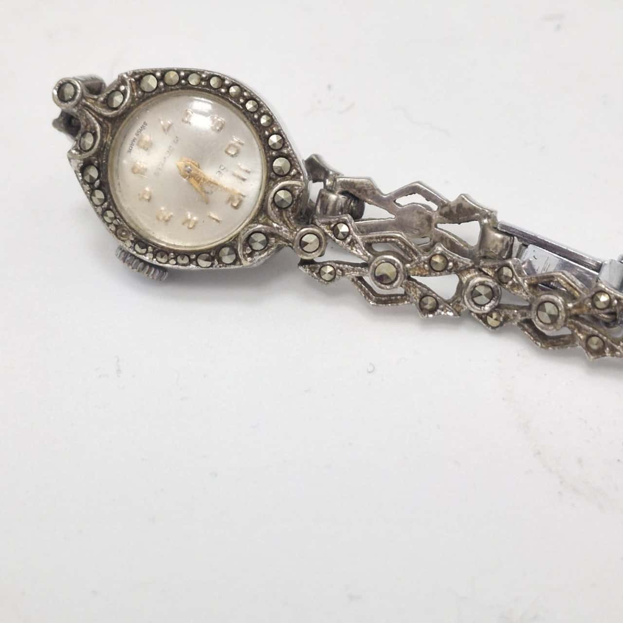 Vintage Art Deco Ladies Marcasite Dress Wrist Watch, Swiss Mechanical ...