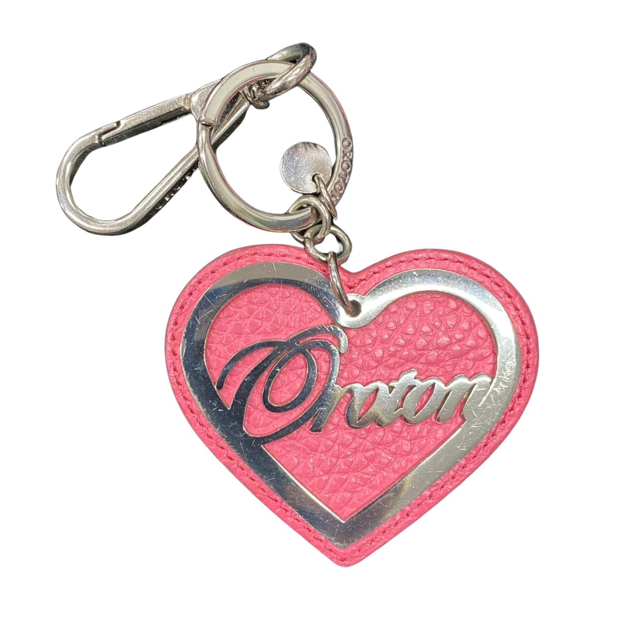 Oroton Pink Leather / Silver Heart Keyring(s) - Used Very Good | Salvos ...