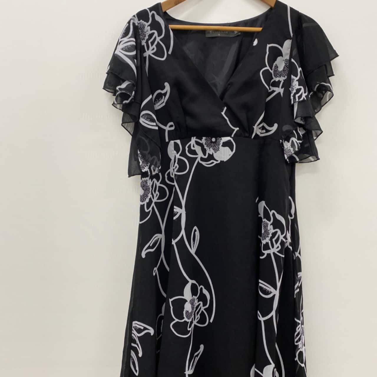 Savannah Womens Size 12 Midi Dress BlacK /Grey(s)