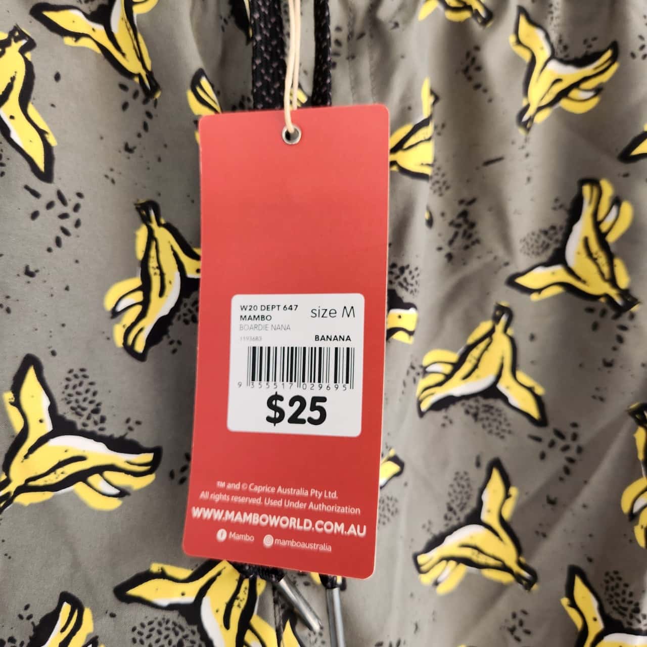 Mambo Boardie Shorts Swimmers Banana Print Size M(s)