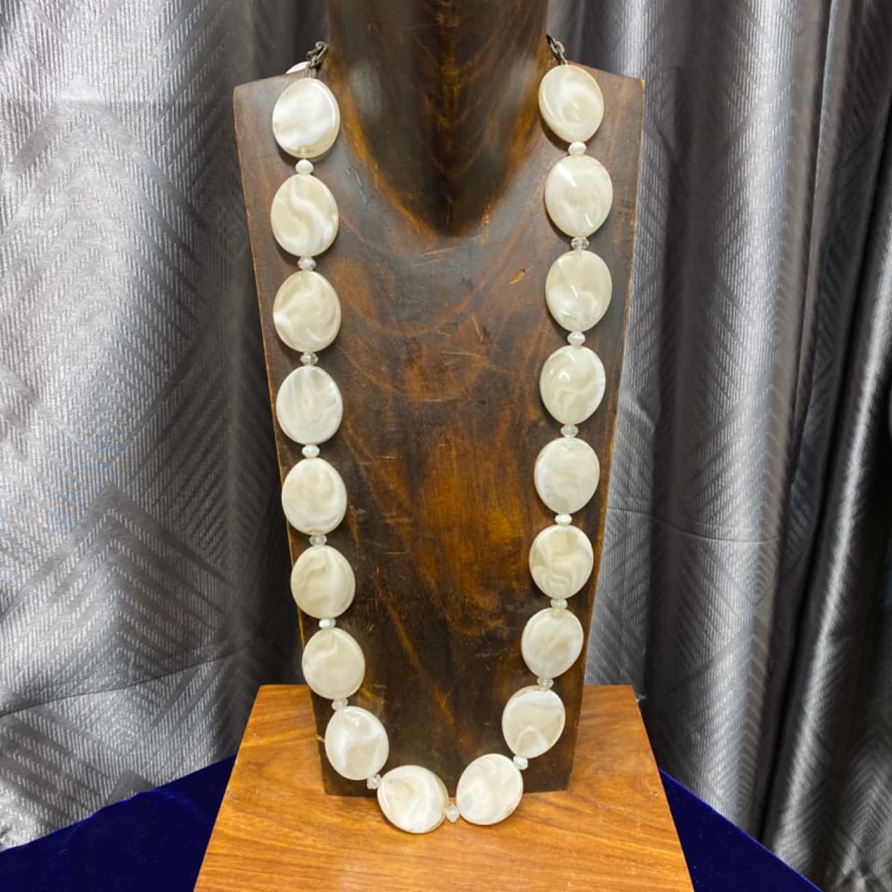 Chunky Beige Resin Bead Necklace