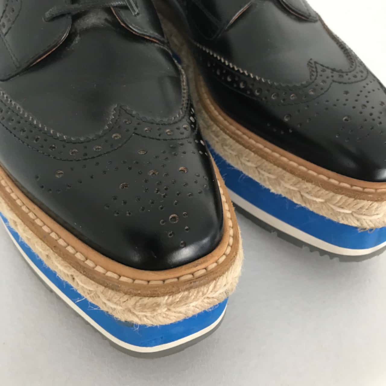 Womens Size 39 Black Vintage Look with Chunky Blue Soles Quirky (s)