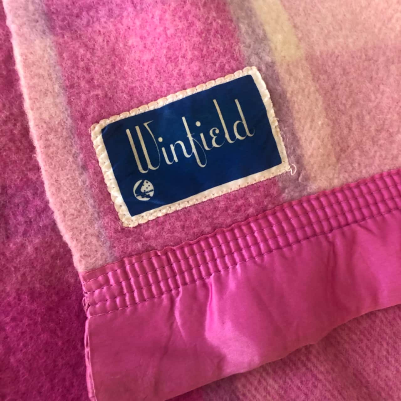 2x Winfield Vintage Pink Check Wool Blanket. 208w x 240L. King Single(s)