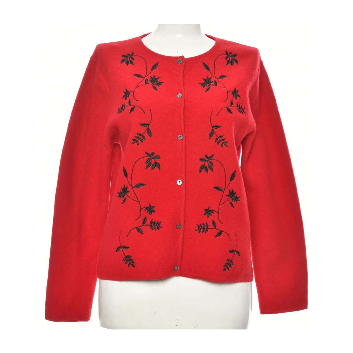 Charter Club Women's Size L 100% New Wool Cardigan Red with Black ...