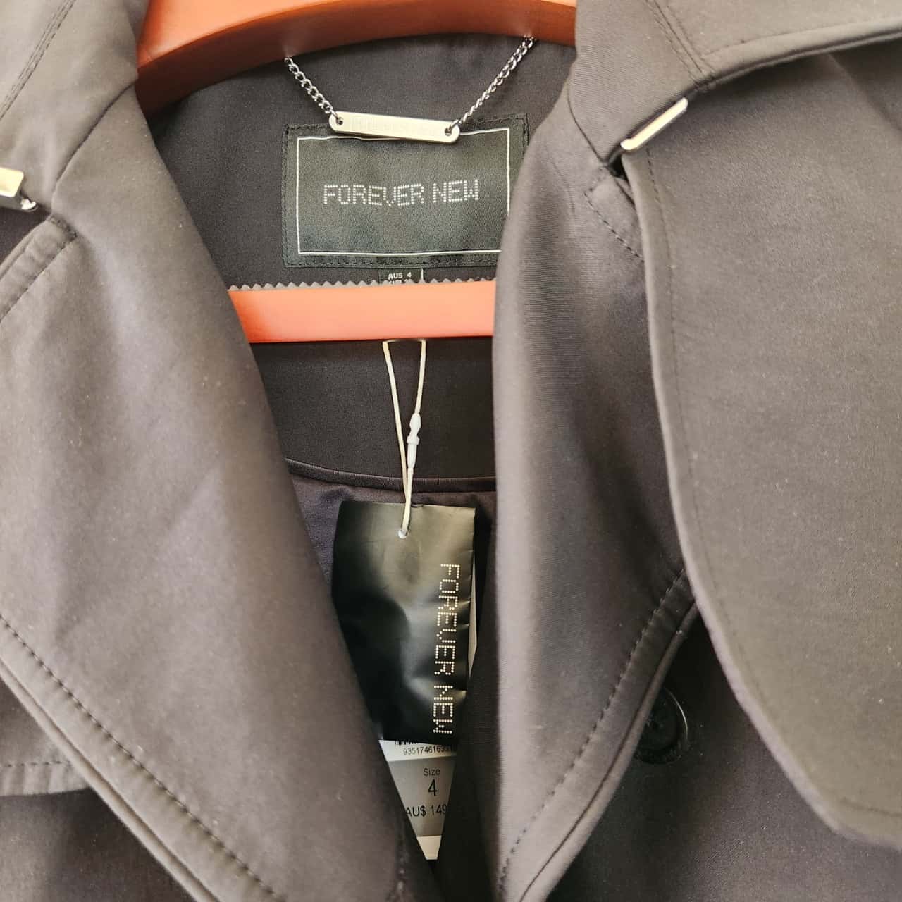 Forever New Black Trench Coat Size 4 / XXS (s)