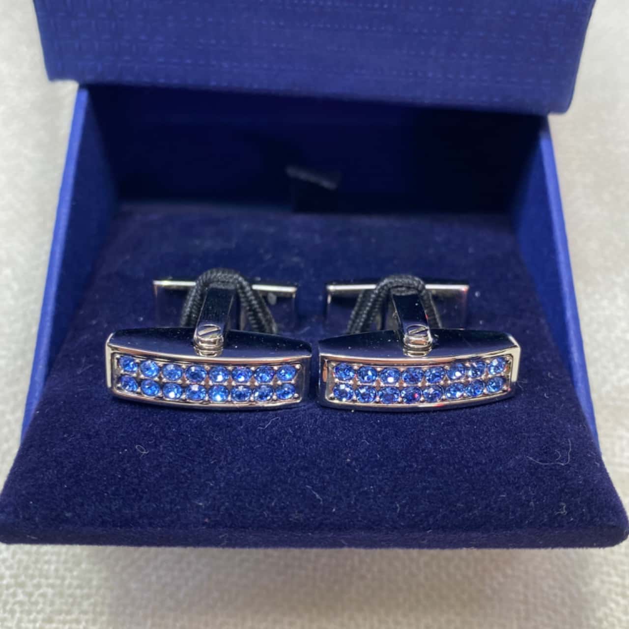 Men’s Swarovski Blue Sapphire Cufflinks, BNWT
