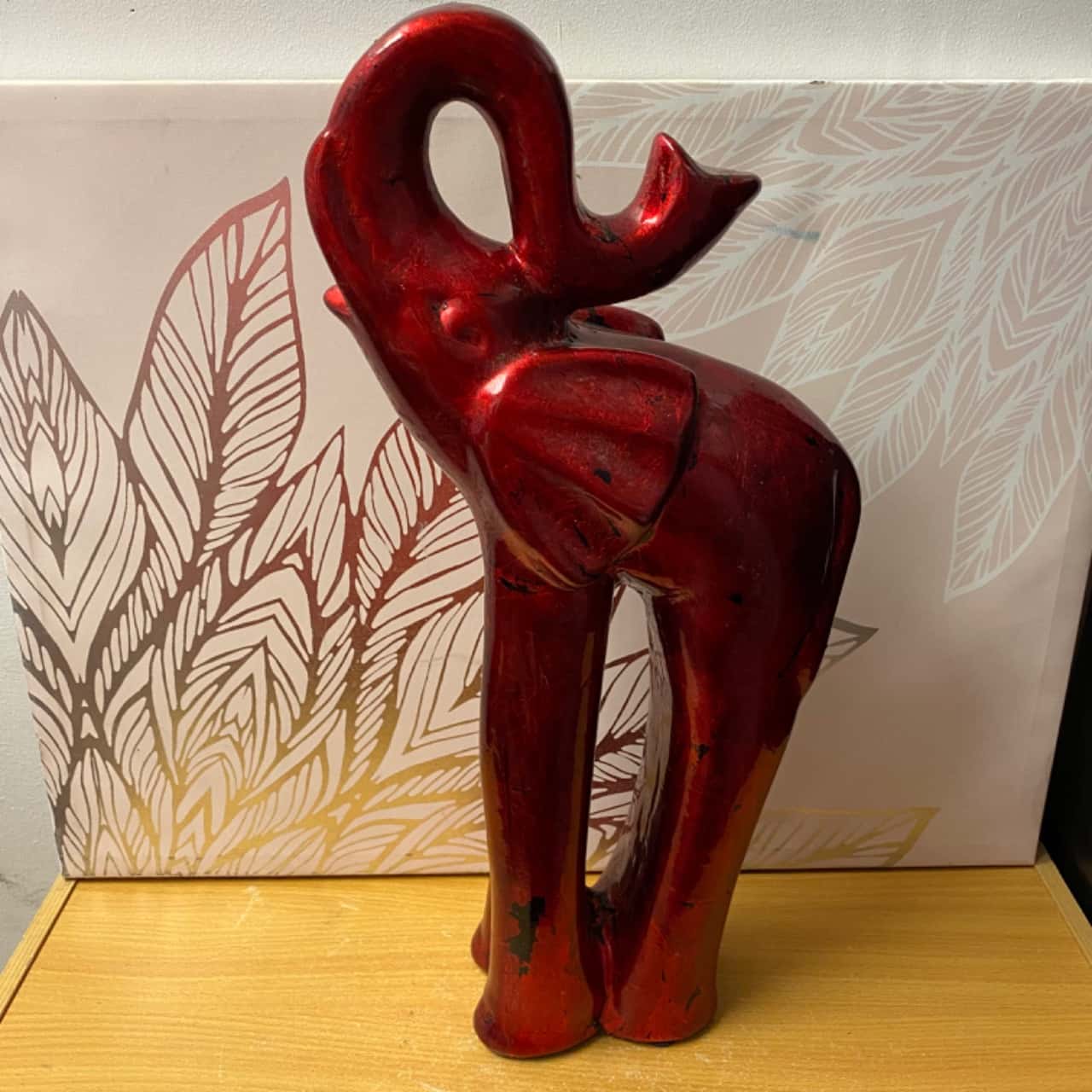Super Amart 48cm ceramic metallic red elephant(s)