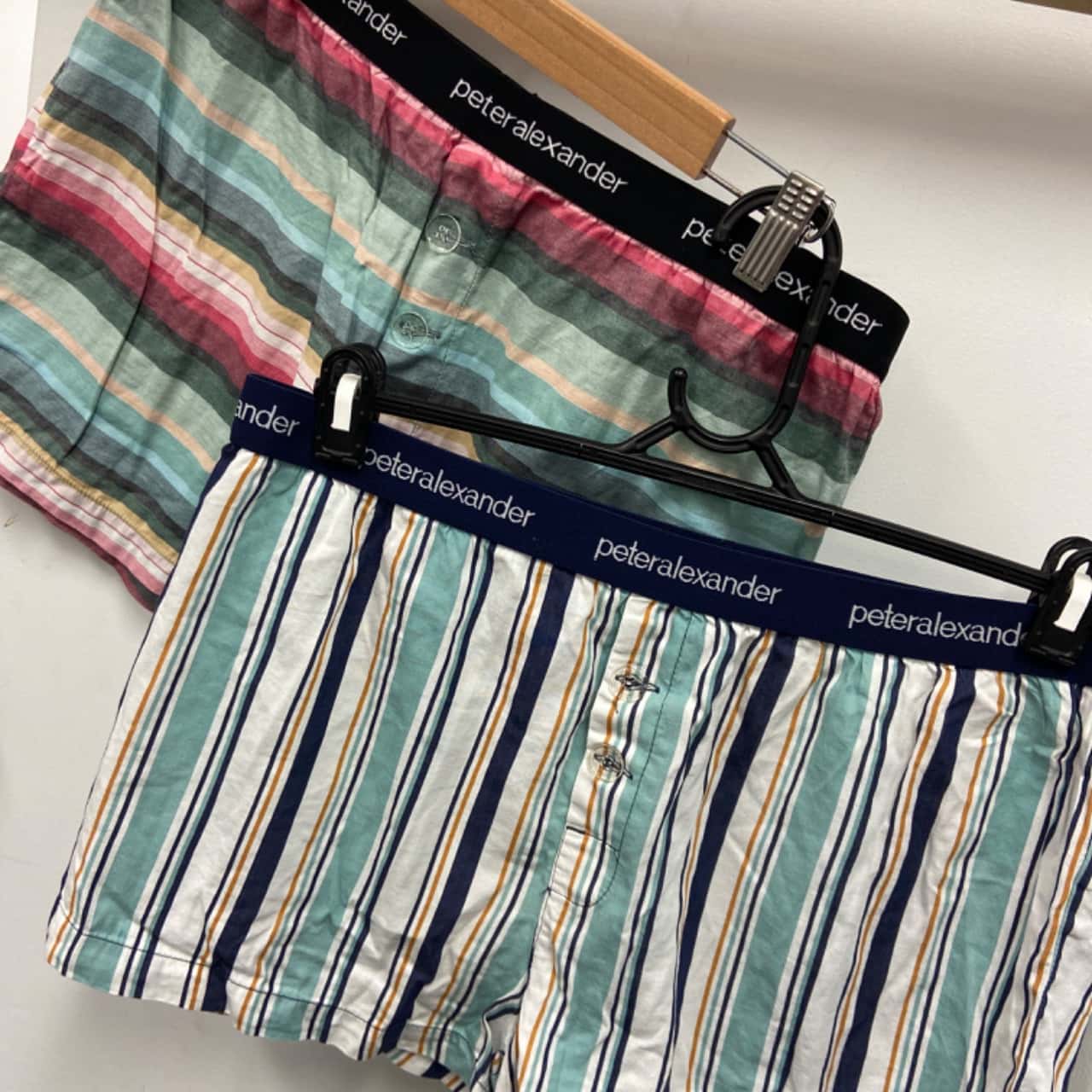 Peter Alexander Mens Multicoloured / Striped boxer bottoms x2