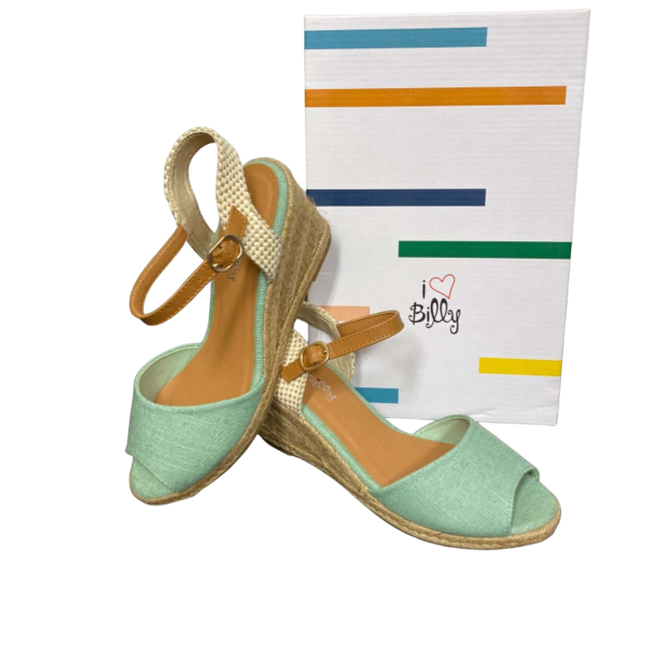 I Love Billy Womens Size 38 Green wedge hill sandals (s) - New Without ...