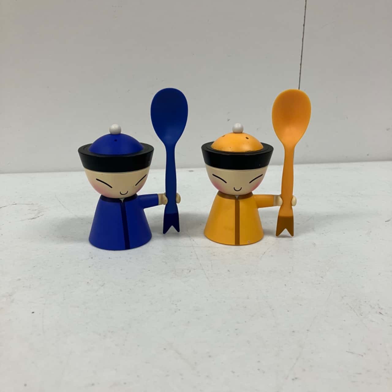 Vintage Alessi Mr Chin Salt & Pepper Shakers/Egg Cups(s)