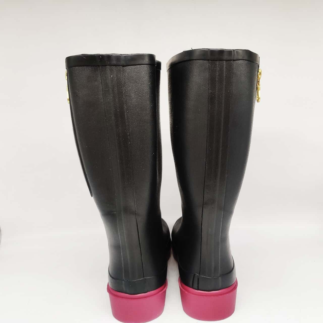 Wellies Womens Gumboots Size 7 Black / Maroon (s)