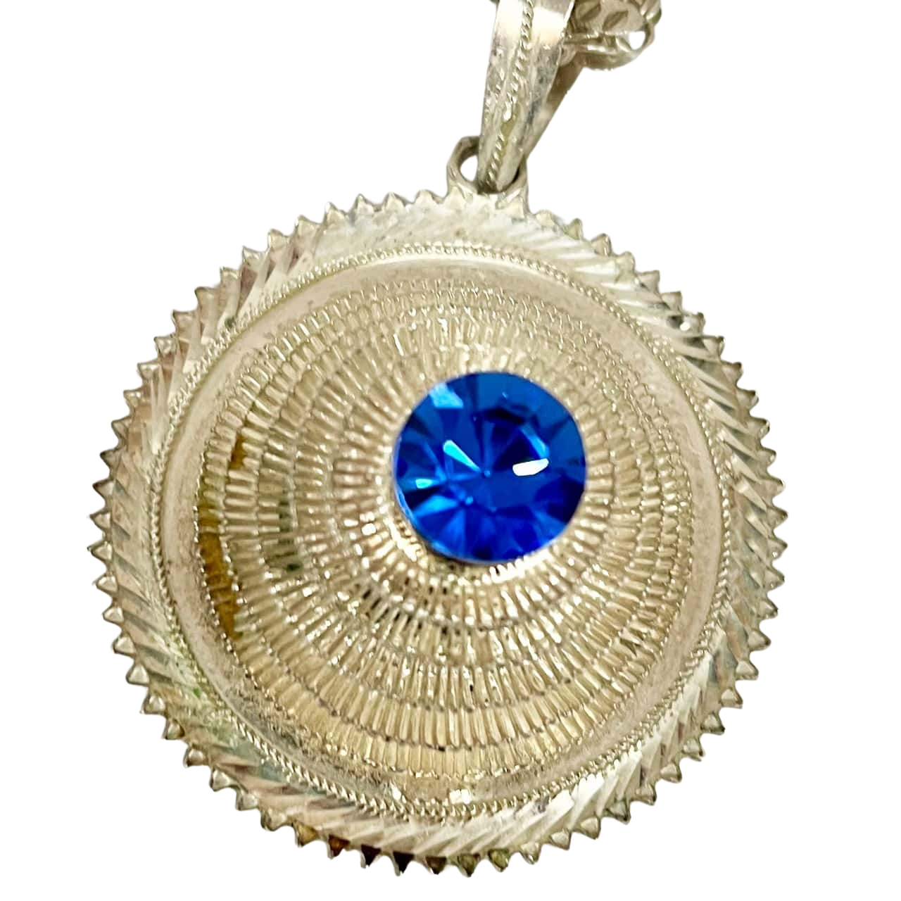 Vintage 925 Silver blue stone pendant on 925 necklace/ matching 925 ...