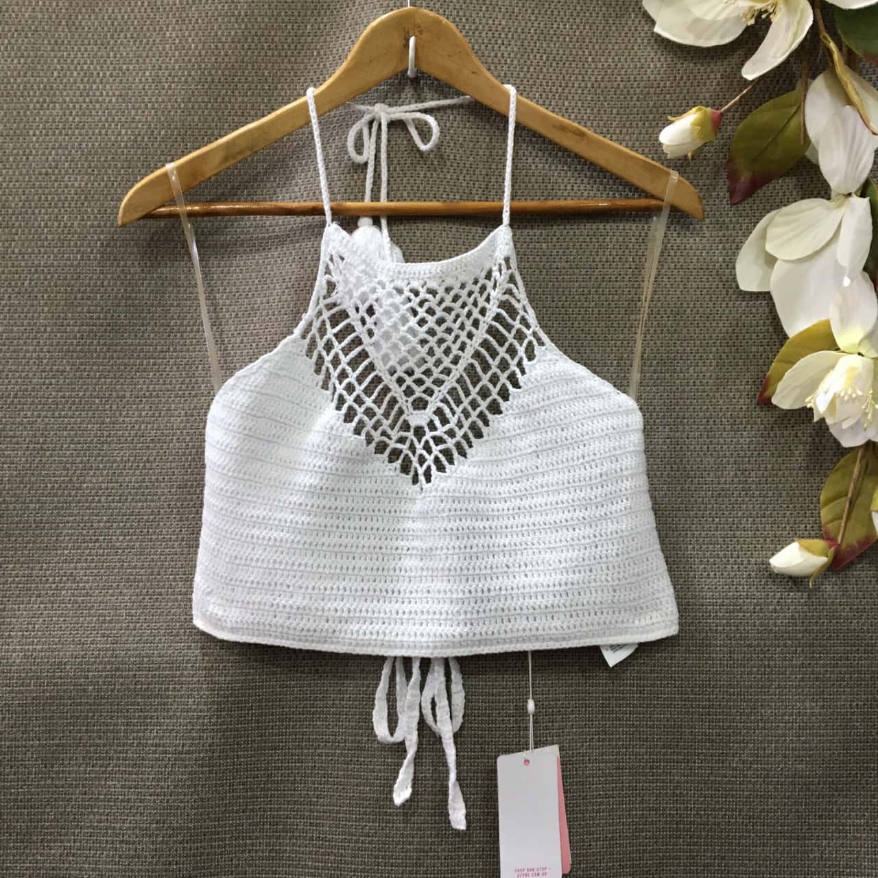 Supré, Womens Crochet Halter Neck Top, Size S, White, (RRP $25.00) (s)