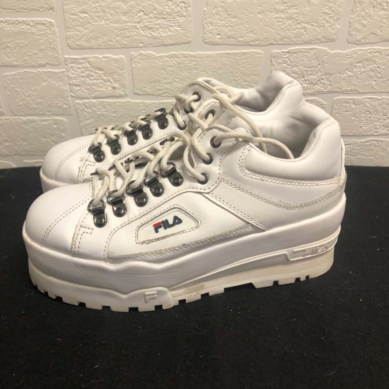 FILA Women's White Platform Trailblazer Wedge Trainers Size 9(s)