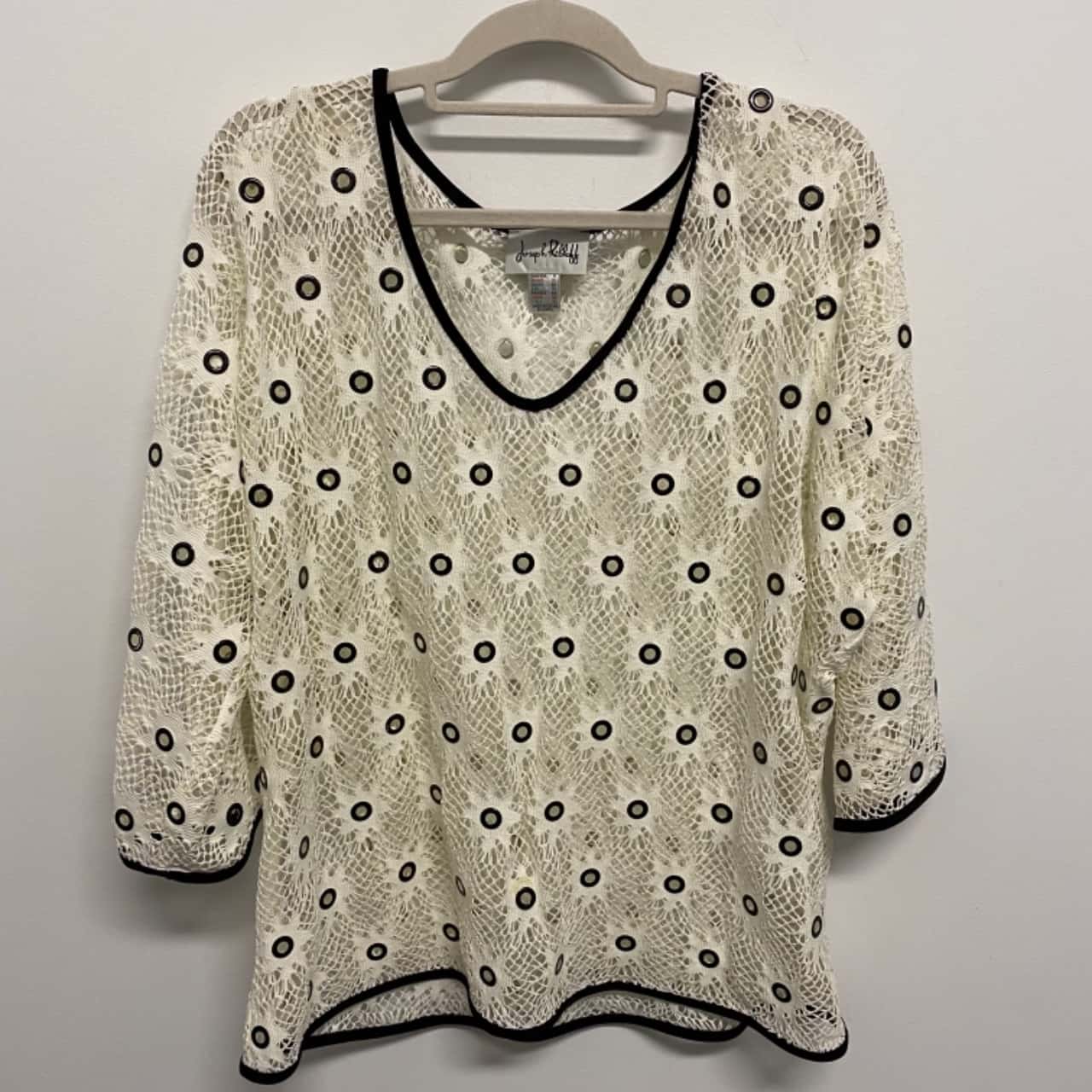 Joseph Ribkoff Womens Size 10 V-Neck Black / White (s)