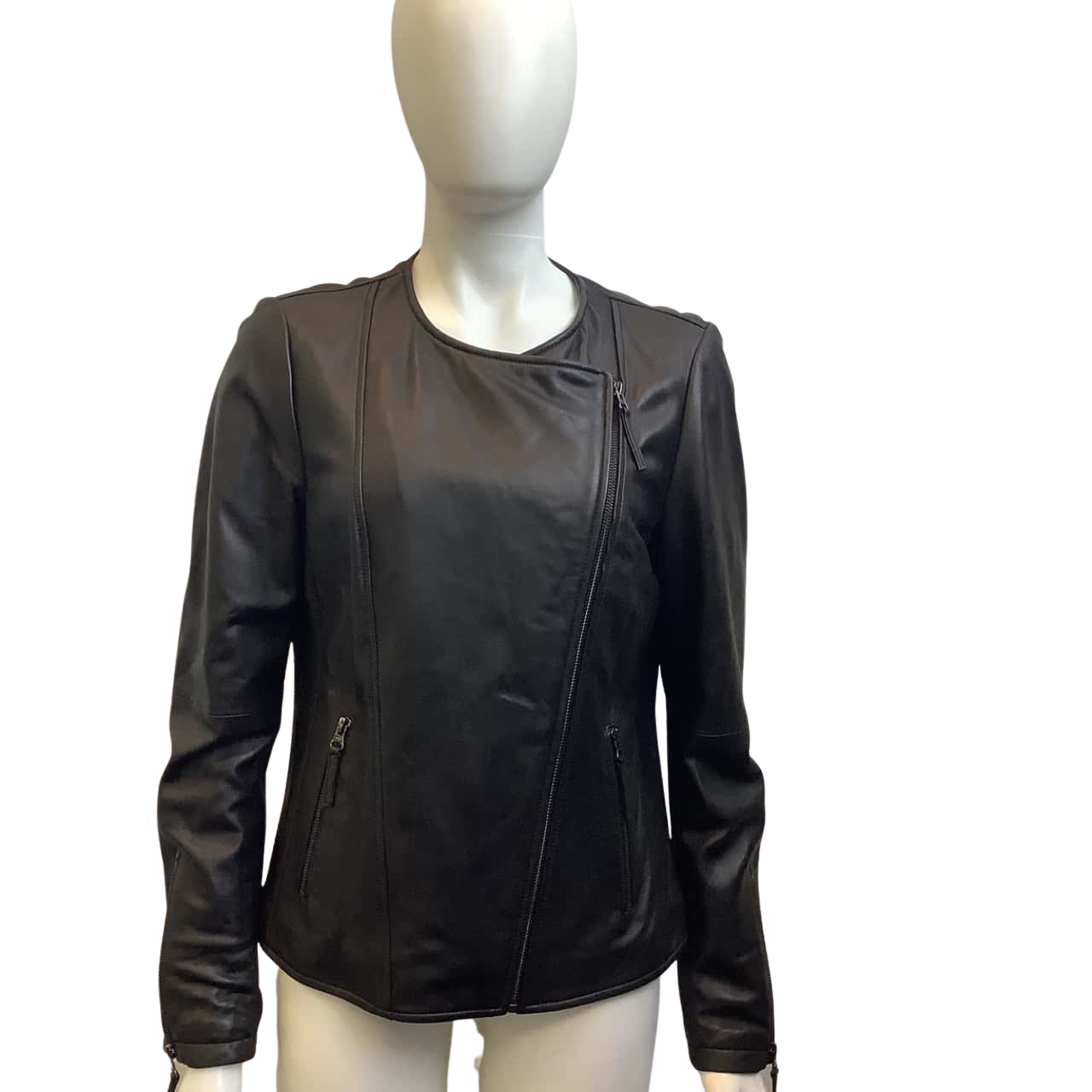 Palazzi Womens Size M-L 100%Leather Side Zipper Jacket Black(s)