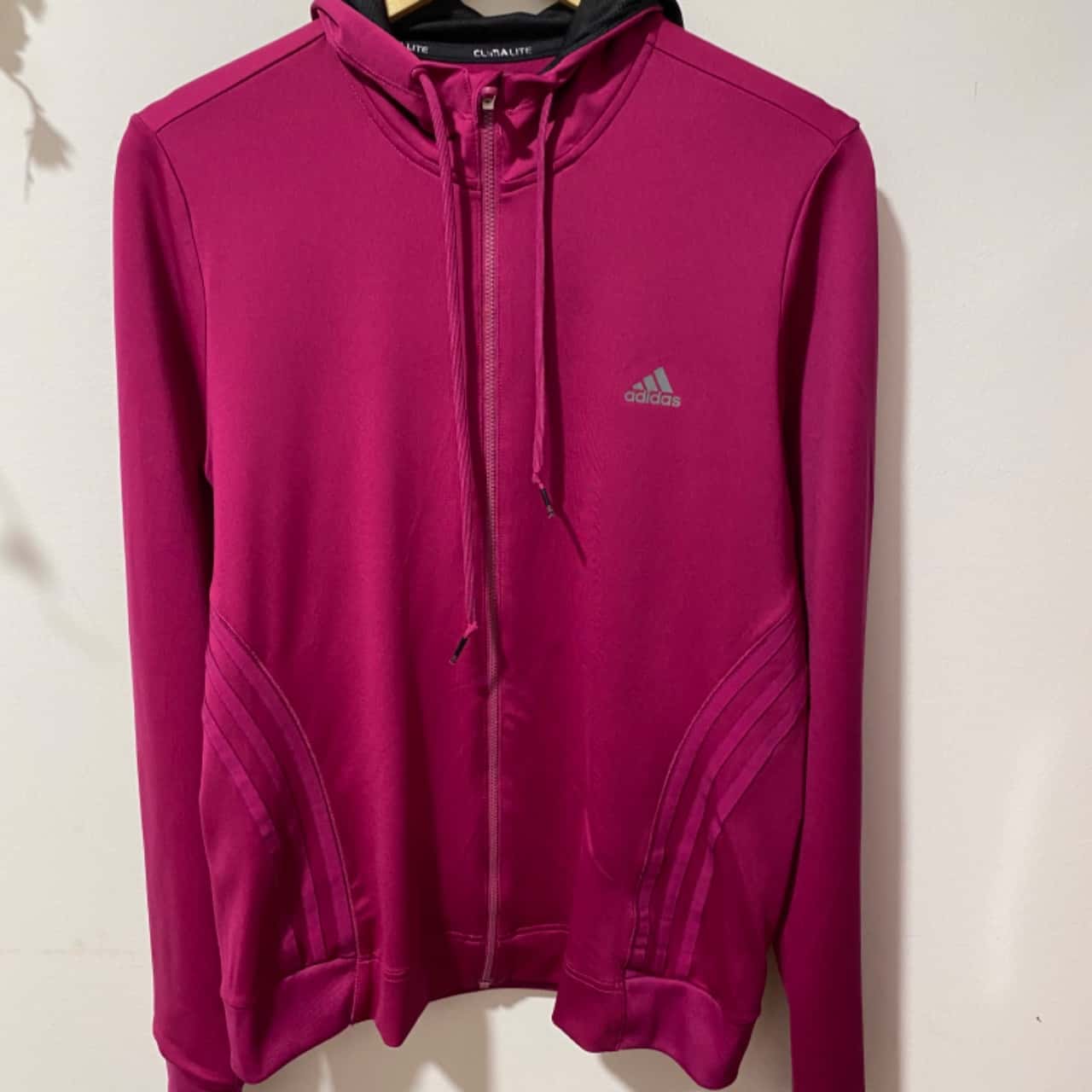 Adidas Womens Size 14 Maroon hooded zip jacket (s)