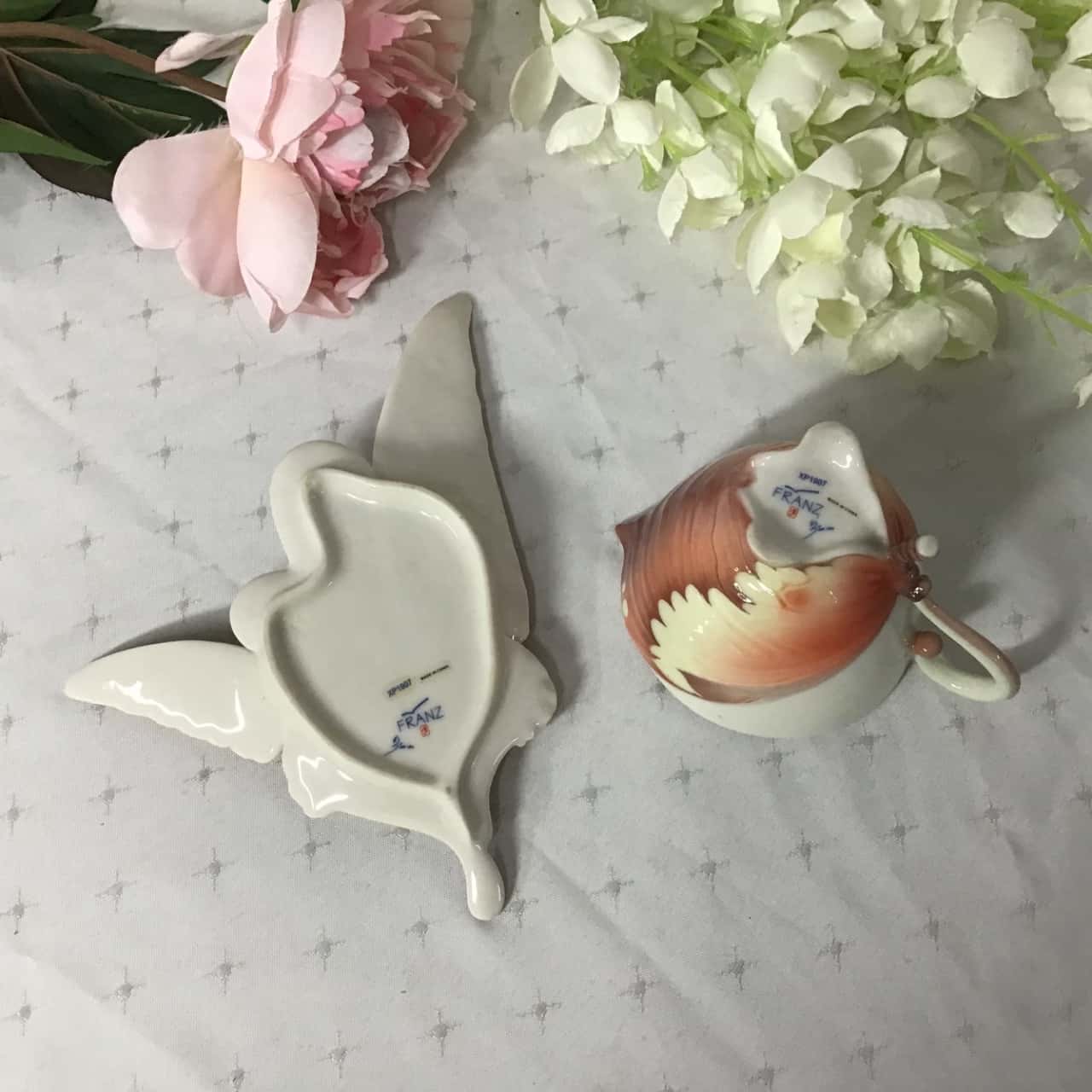 Franz Ornate Orange / Brown Butterfly Porcelain Cup and Saucer(s)
