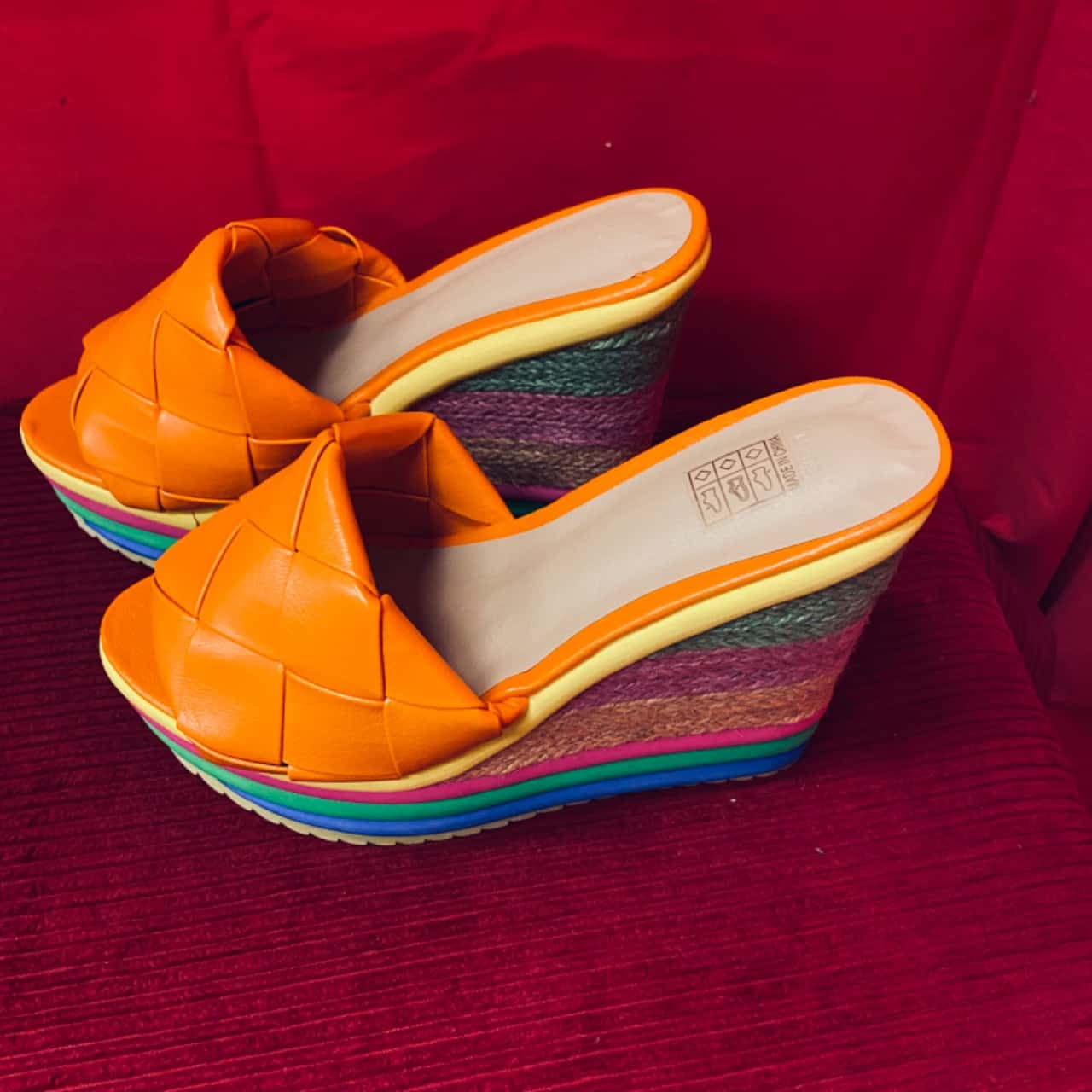 Womens Size 39 Multicoloured / Orange Wedge Slides(s)