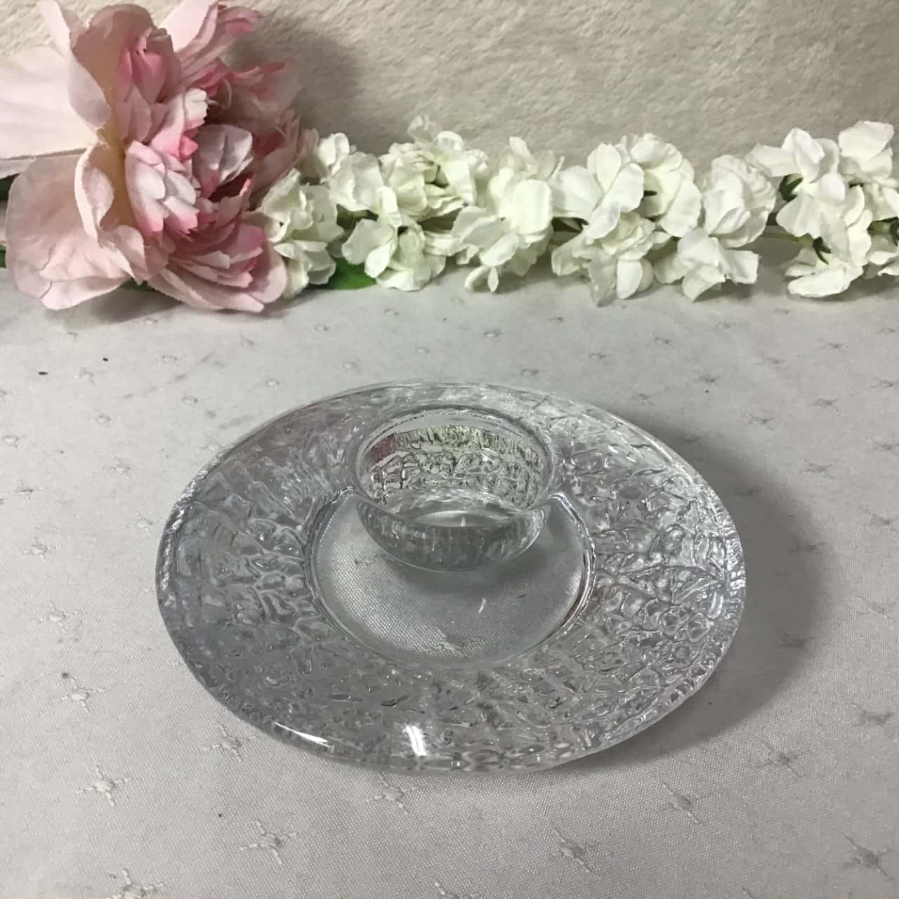 Orrefors Sweden Cystal Glass Discus Votive Tea Light Candle Holder