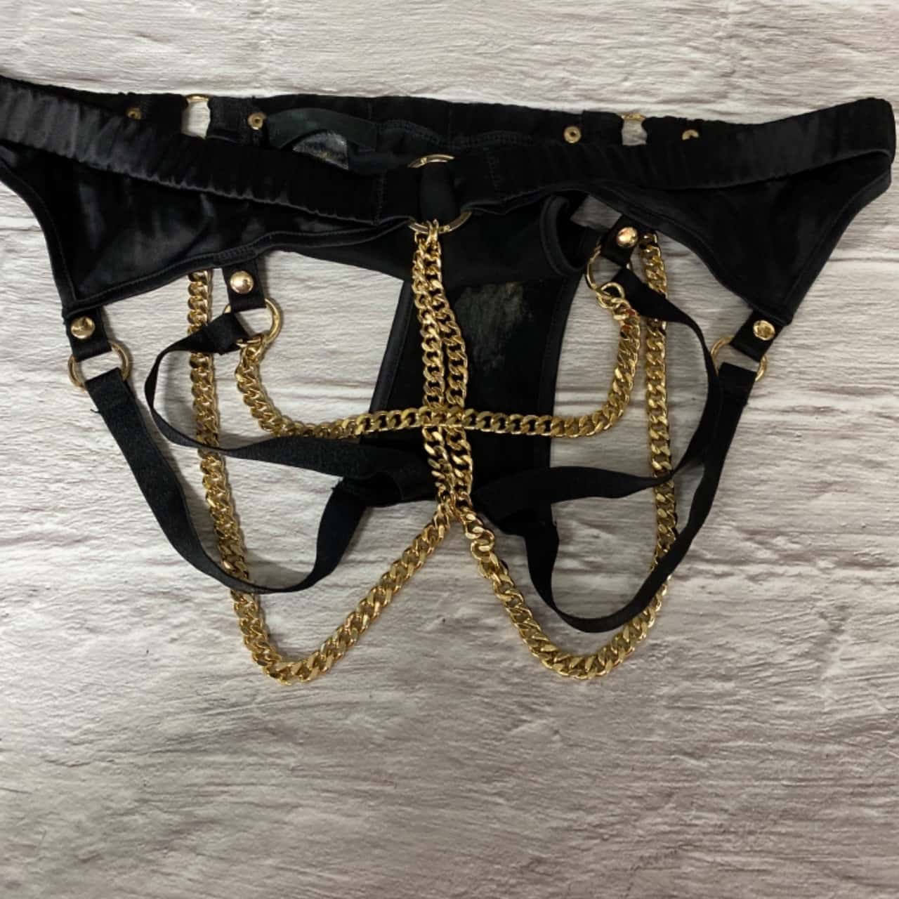 Honey Birdette Size S Black / Gold chain briefs