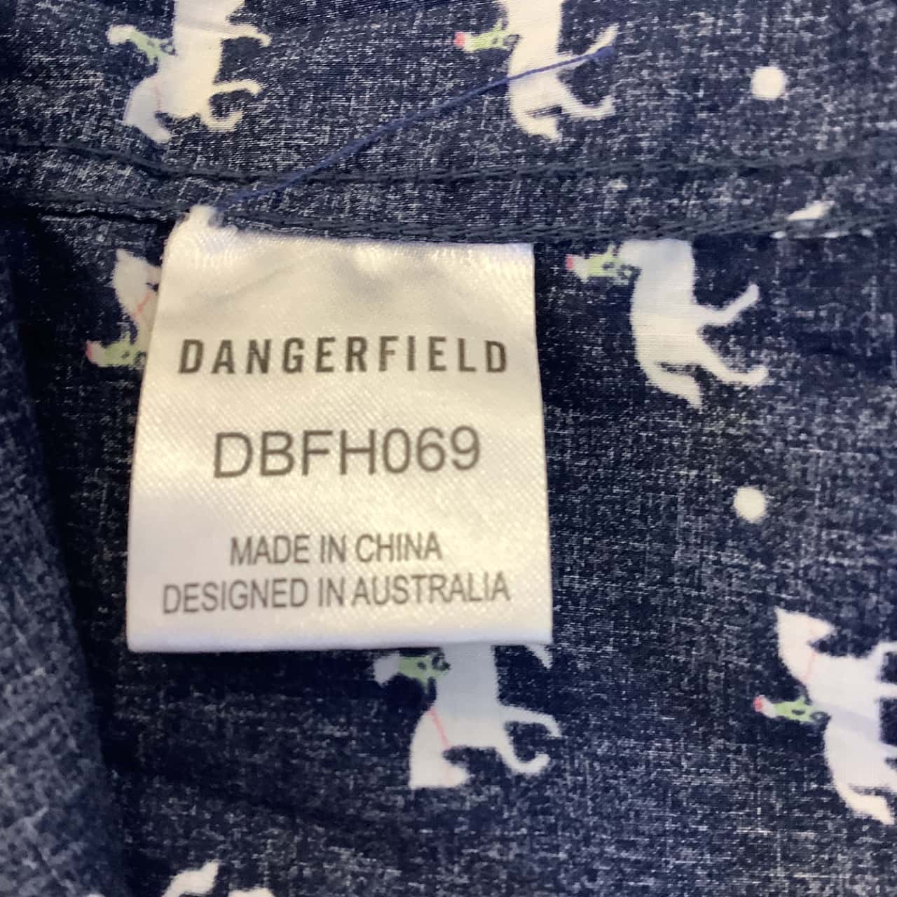 Dangerfield Mens Size S Long Sleeve Horse Print Navy Blue Shirt(s)
