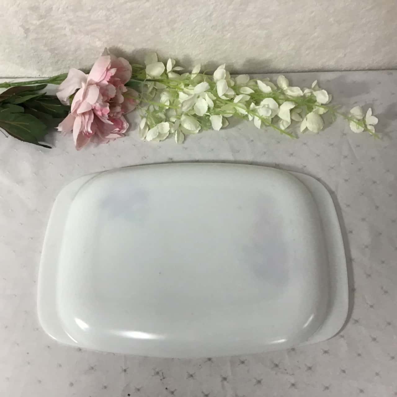 "REDUCED" Vintage JAJ Pyrex White Milk Glass Rectangular Serving Tray ...