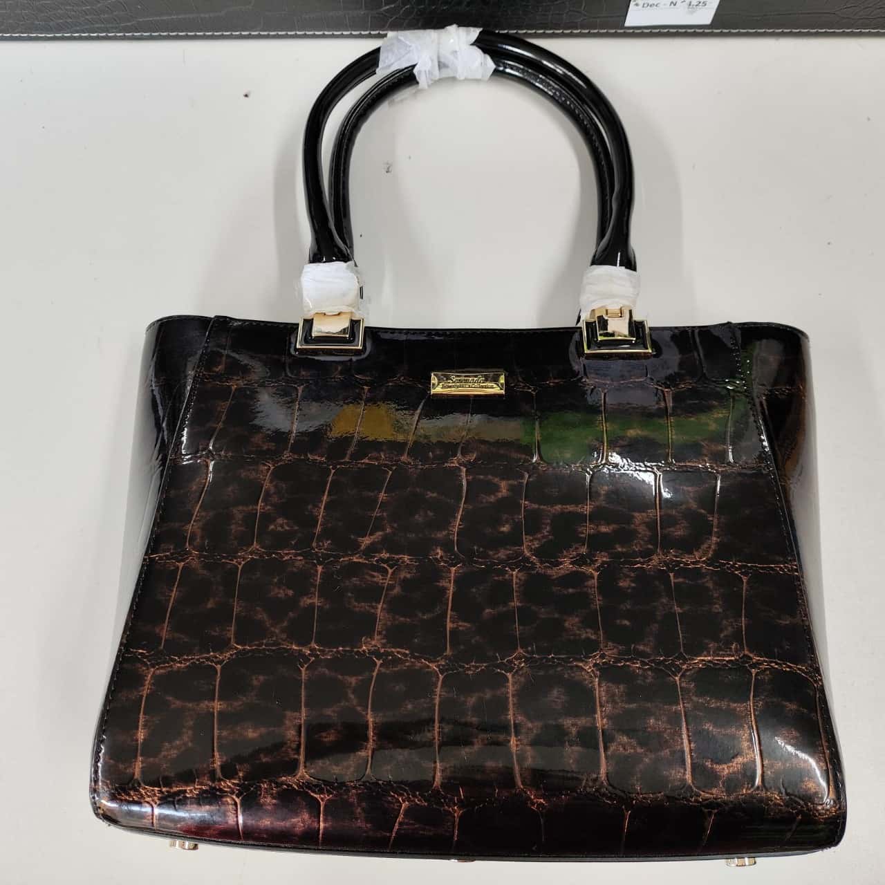 Serenade Leopard Leather Grip Handle Bag