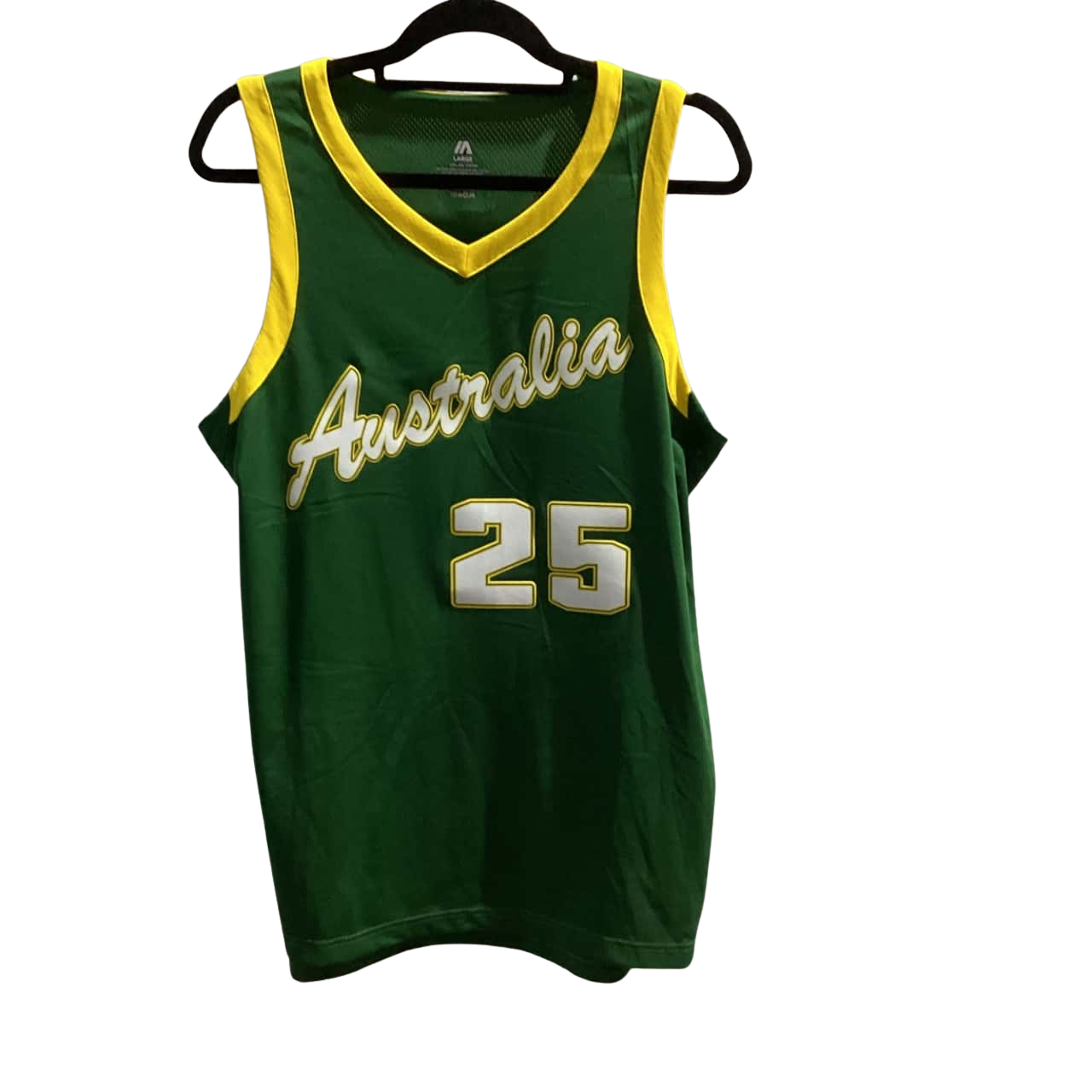Australian Boomers Mens Size L Gold / Green Singlet #25 Simmons(s)