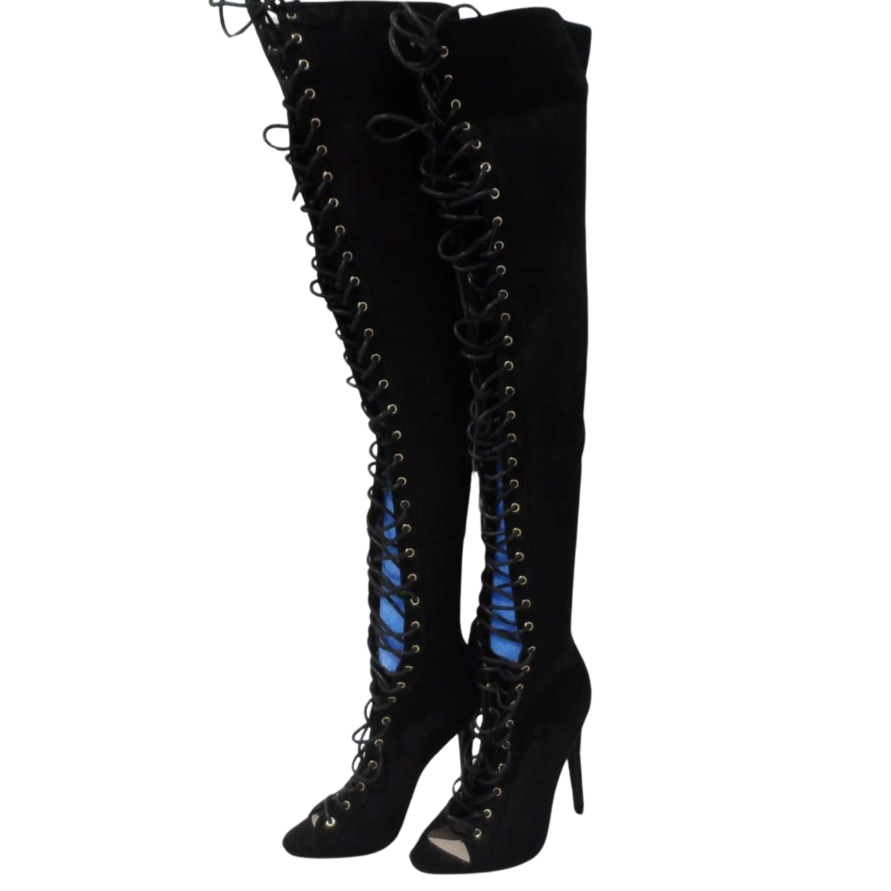 Womens Size 37 Black Lace Up Boots
