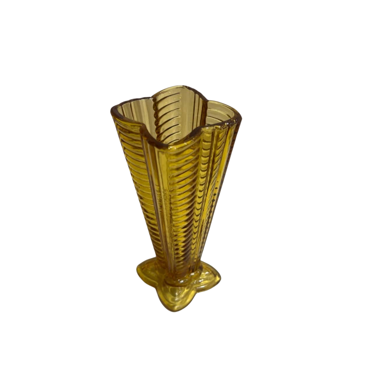 Small Vintage Crown Crystal Australia Art Deco Amber Glass Vase Depression Glass Bud Vase Posy