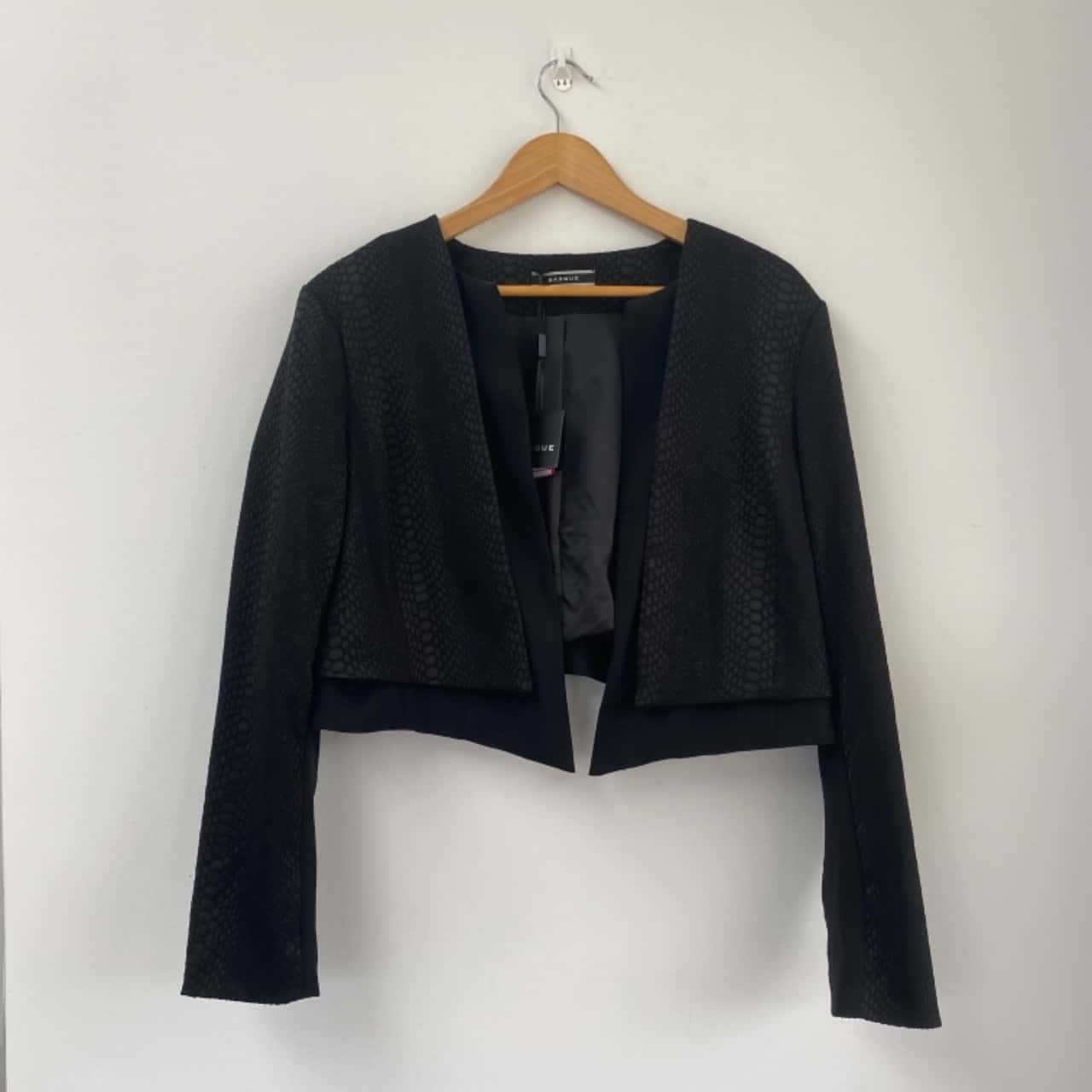 Basque Textured Snake Print Embossed Blazer Black Size 14 / XL