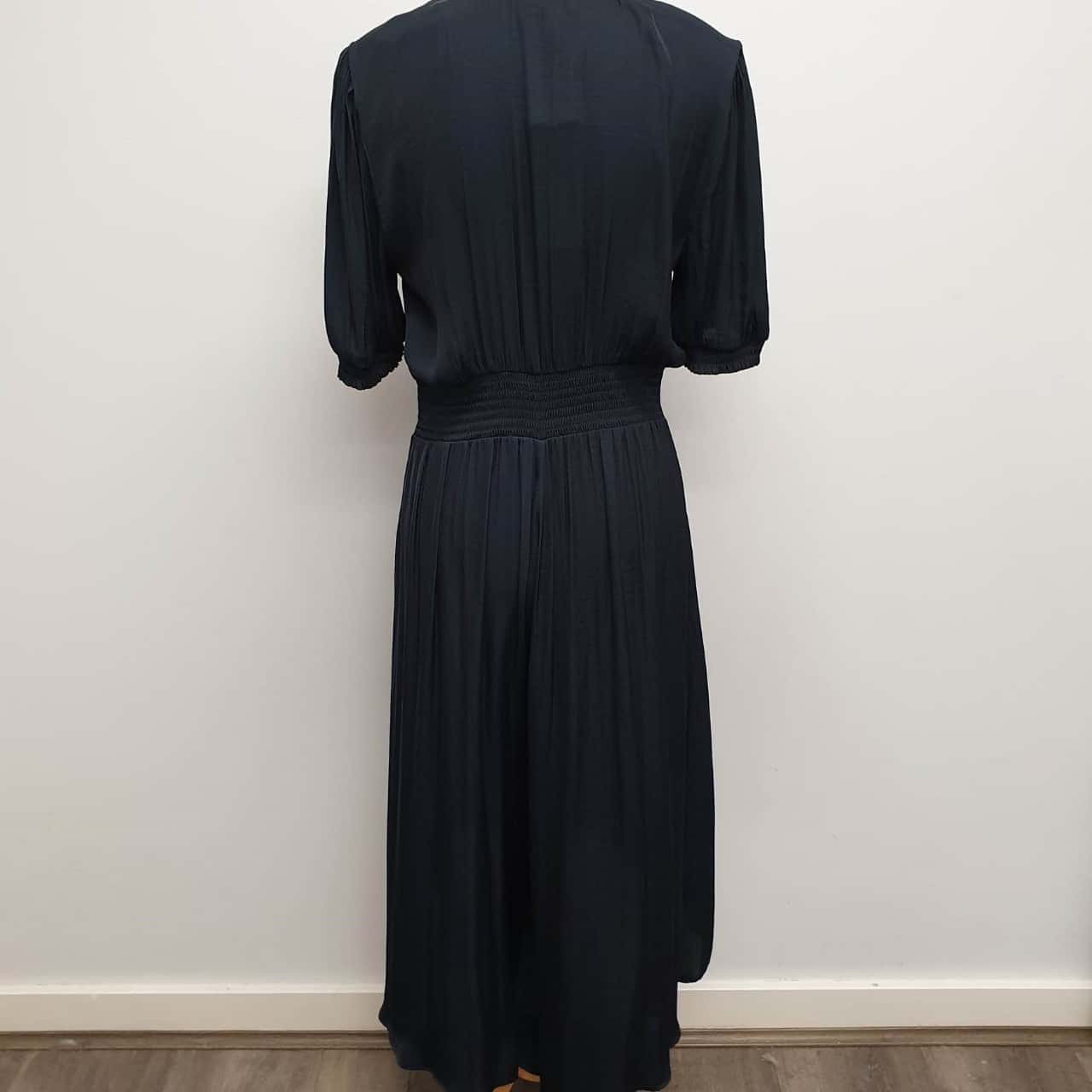 Tokito Navy Blue Super Smart Soft Sheen Button Through Fit & Flare ...