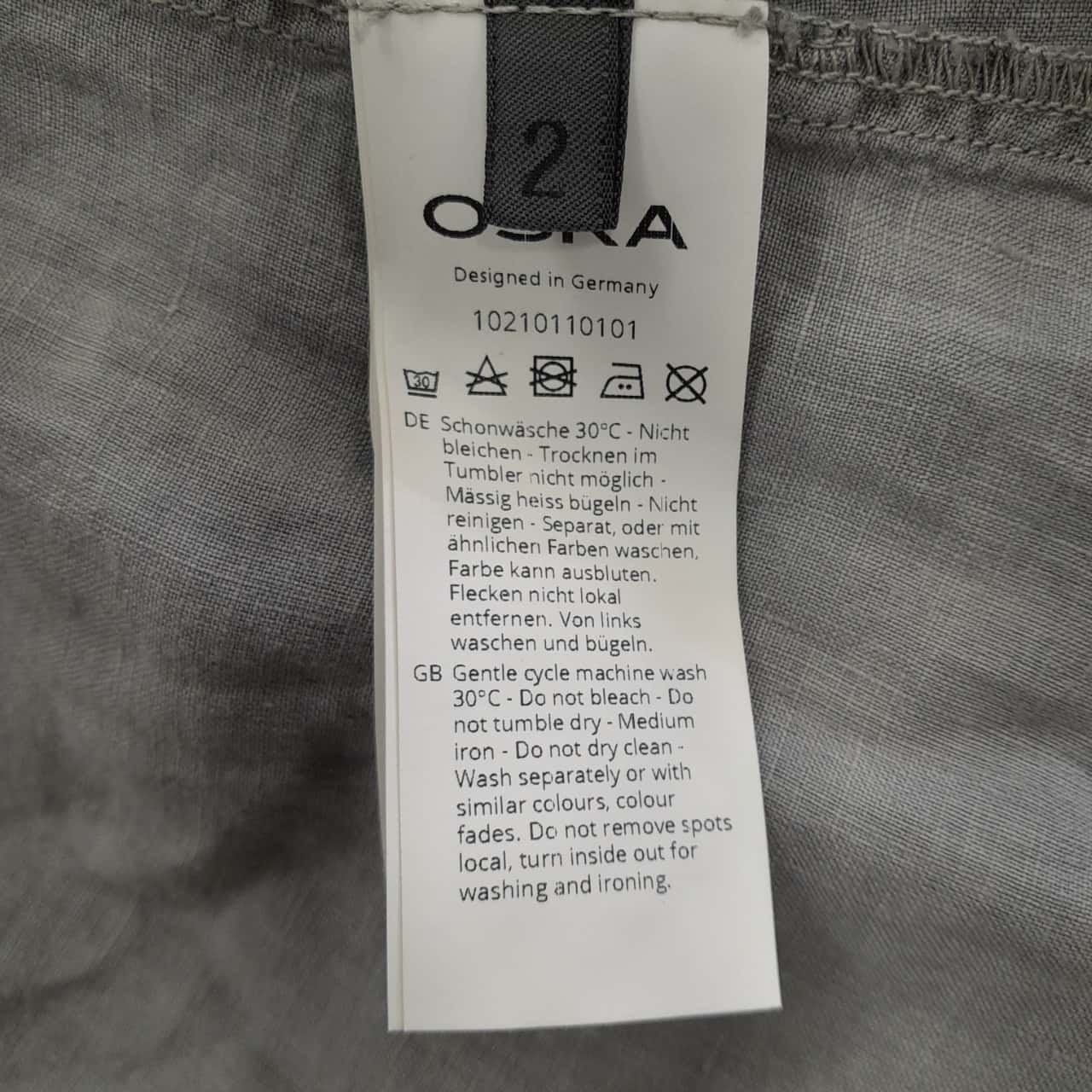 OSKA Womens Size 2 Short Sleeve Linen Blouse - Grey(s)