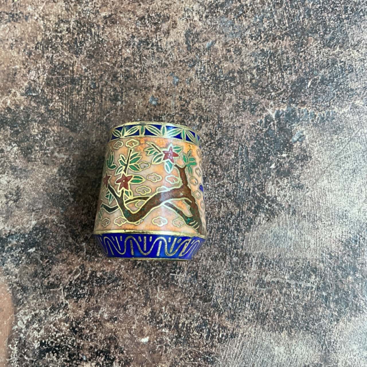 Gorgeous Miniature Enamel Bird & Tree Vase(s)