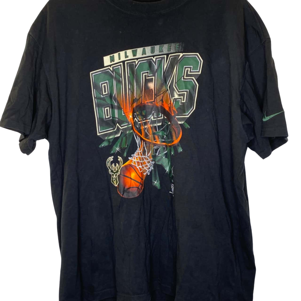 NBA Nike Mens Bucks T Shirt Size L Black (s)