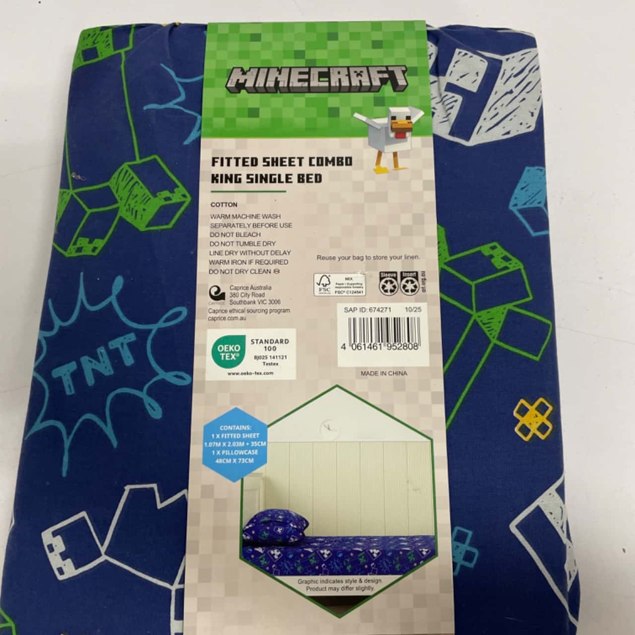 MineCraft fitted sheet combo size king single