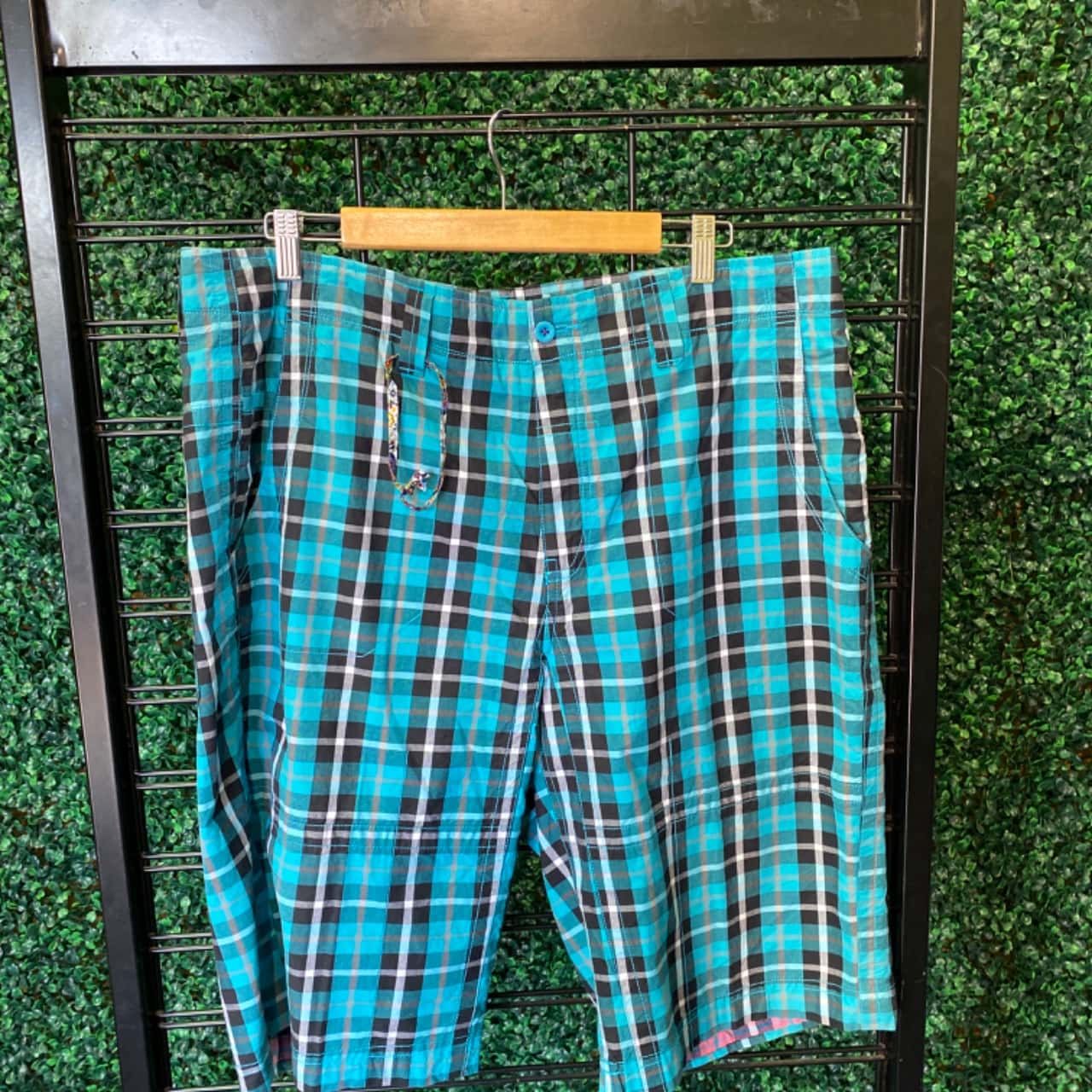 David Smith Mens Size 38/97R Aqua / Checked