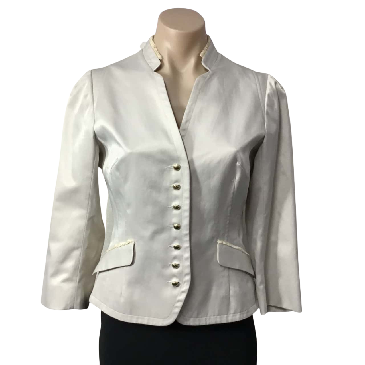 Lisa Ho Womens Size 8 Cream / Gold Button Up Dress Jacket